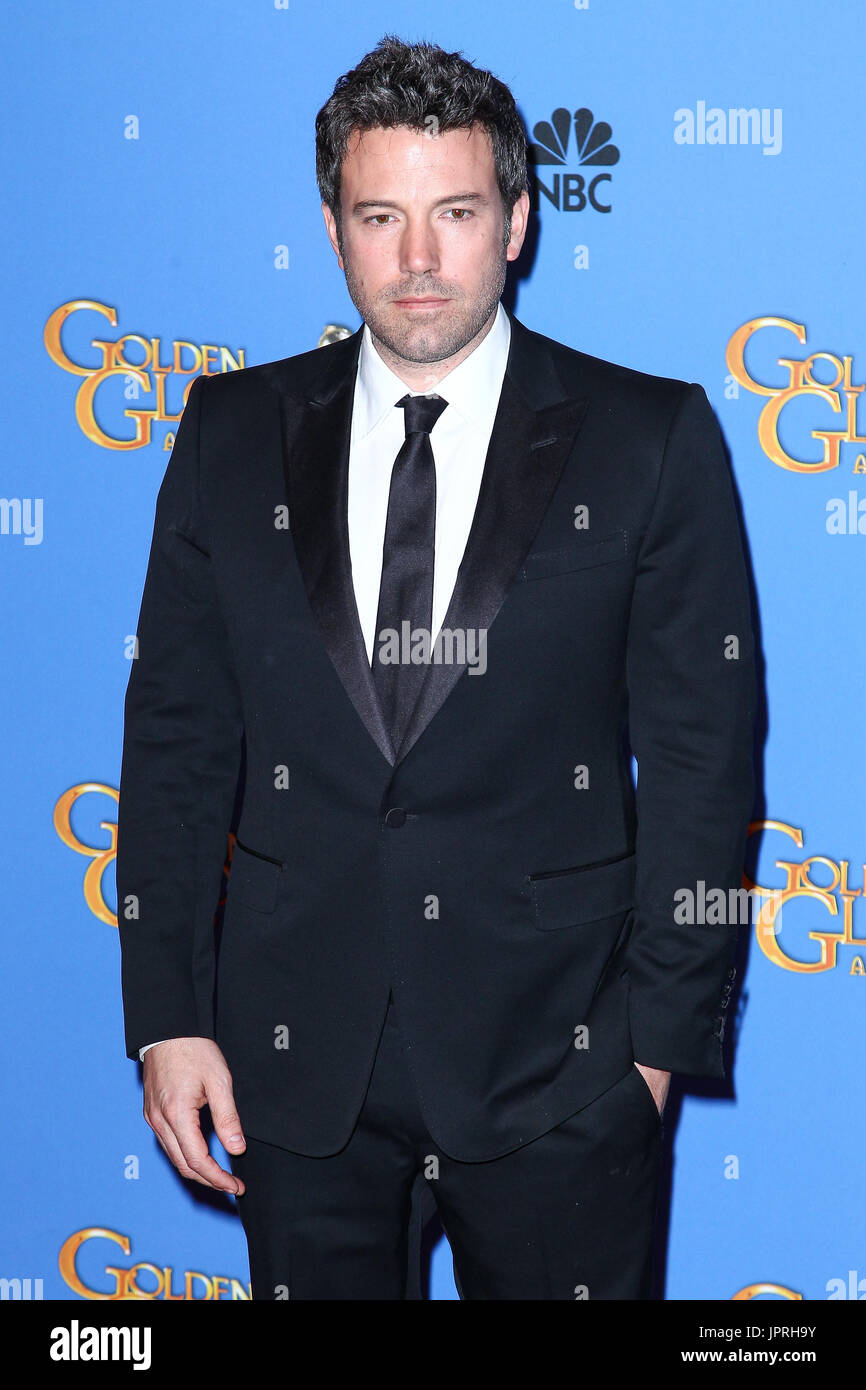 Ben Affleck poses in the press room backstage at the 71st Annual Golden ...