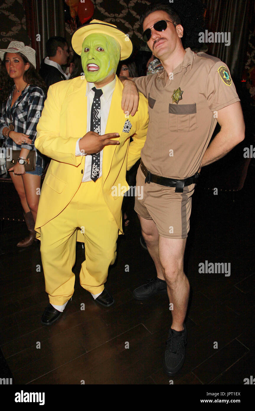 (l-r) Manny Streetz as The Mask and JC Chasez as Reno 911 Cop at "Manny ...