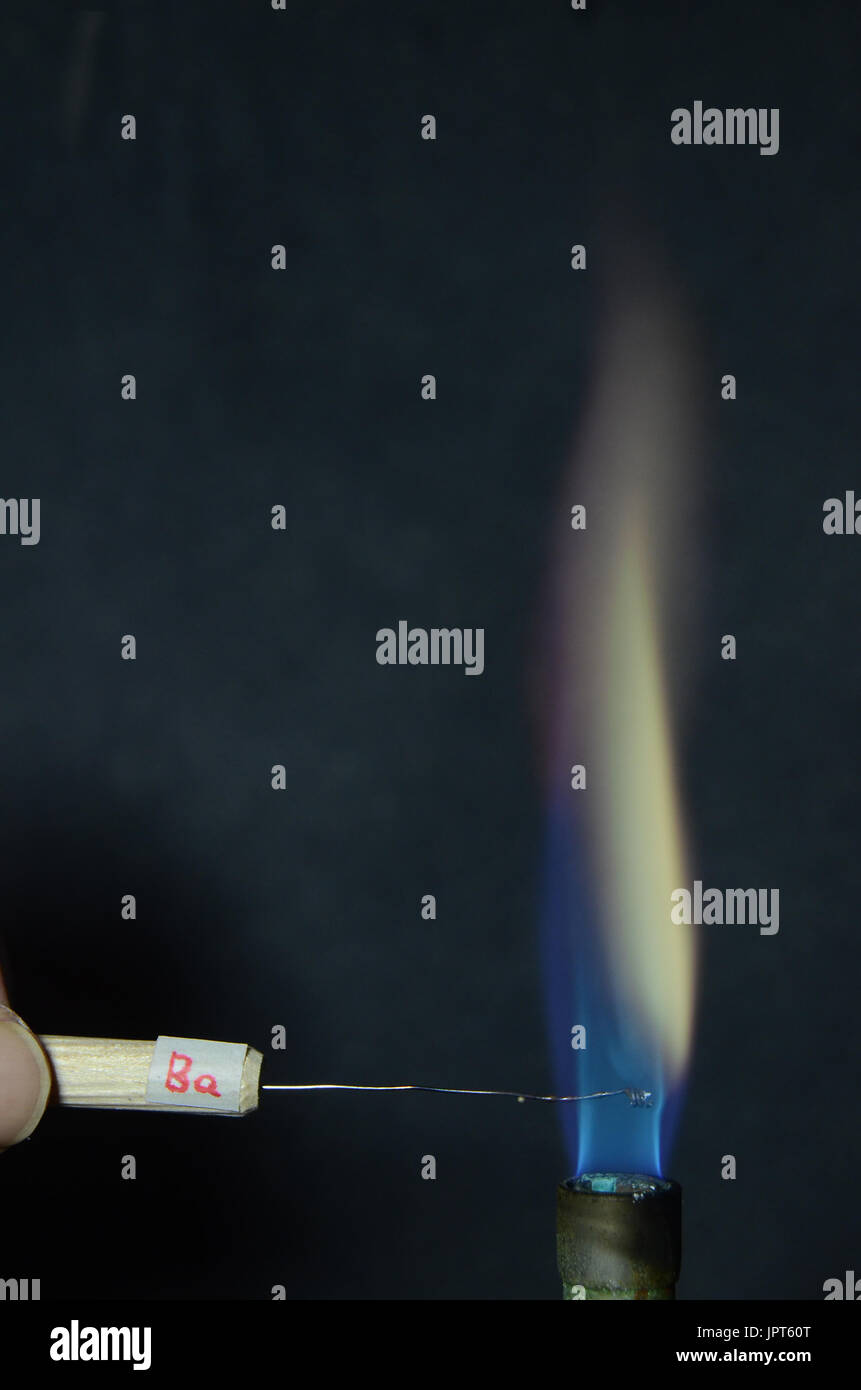 Colored fire caused by an element. Barium causes a matte-green color ...