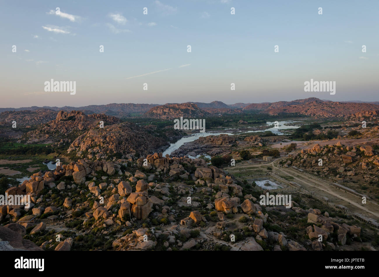 View of the Hampi Bazaar at sunset, Hampi, Karnataka, India Stock Photo ...