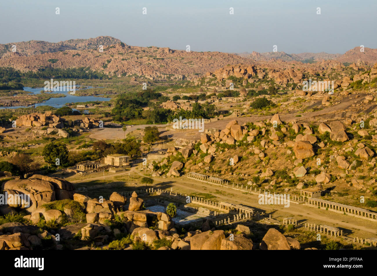 View of the Hampi Bazaar at sunset, Hampi, Karnataka, India Stock Photo ...