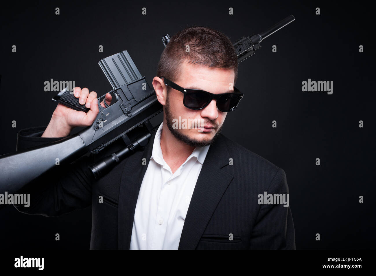 Mafia man is holding a shotgun hi-res stock photography and images - Alamy