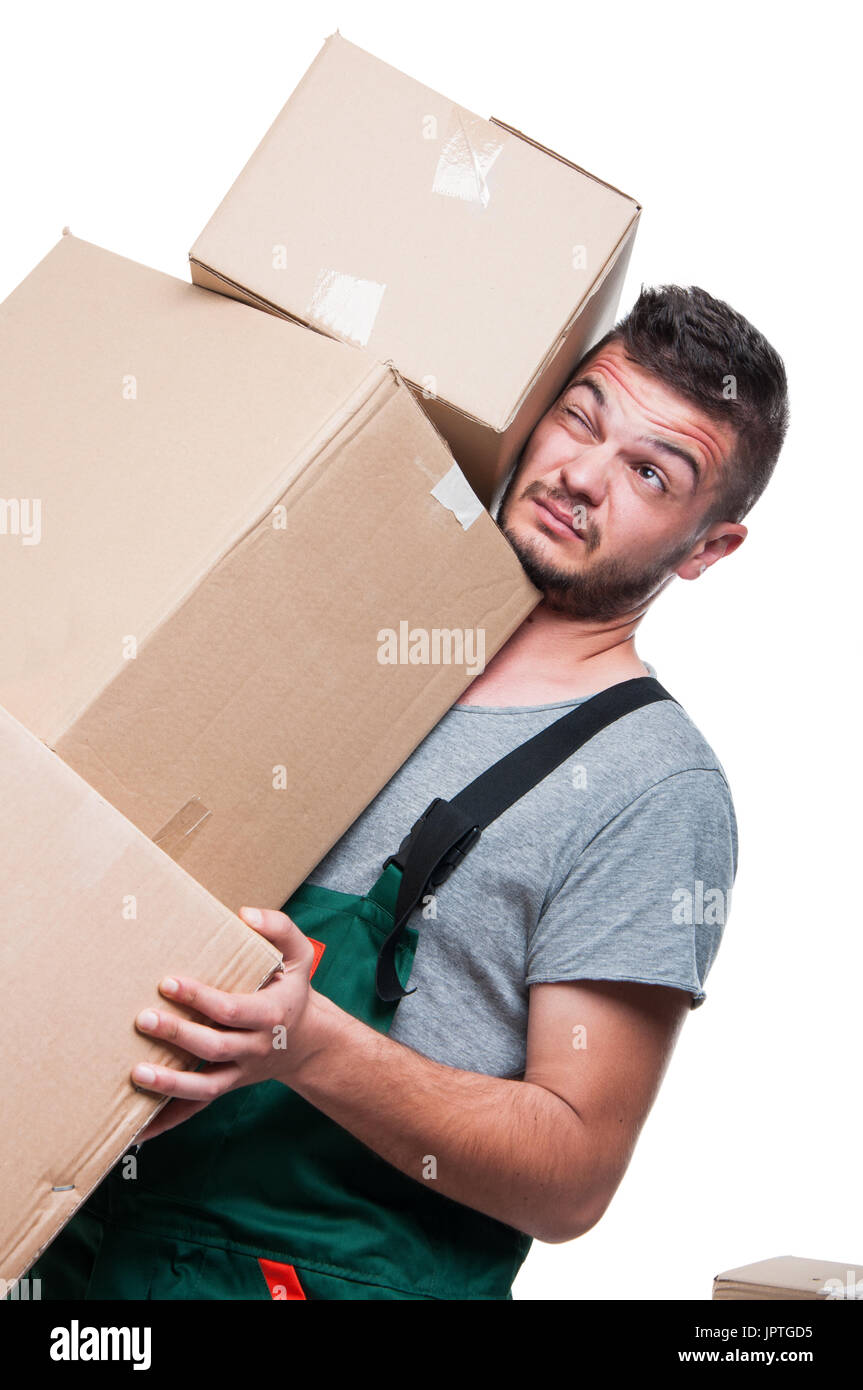 Carrying heavy boxes on isolated hi-res stock photography and images ...