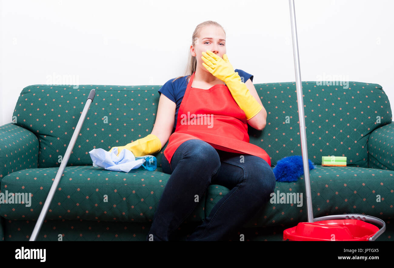 Maid housemaid routine tired hi-res stock photography and images - Alamy