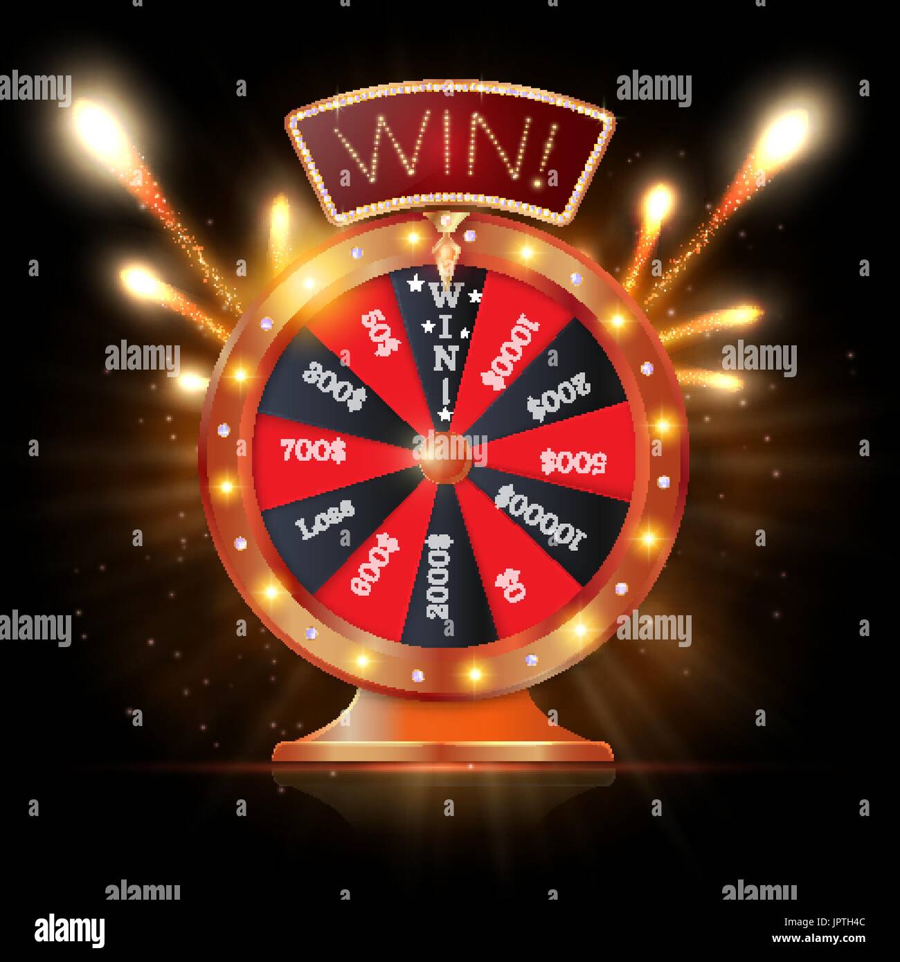 Realistic 3d spinning fortune wheel, lucky roulette vector illustration ...
