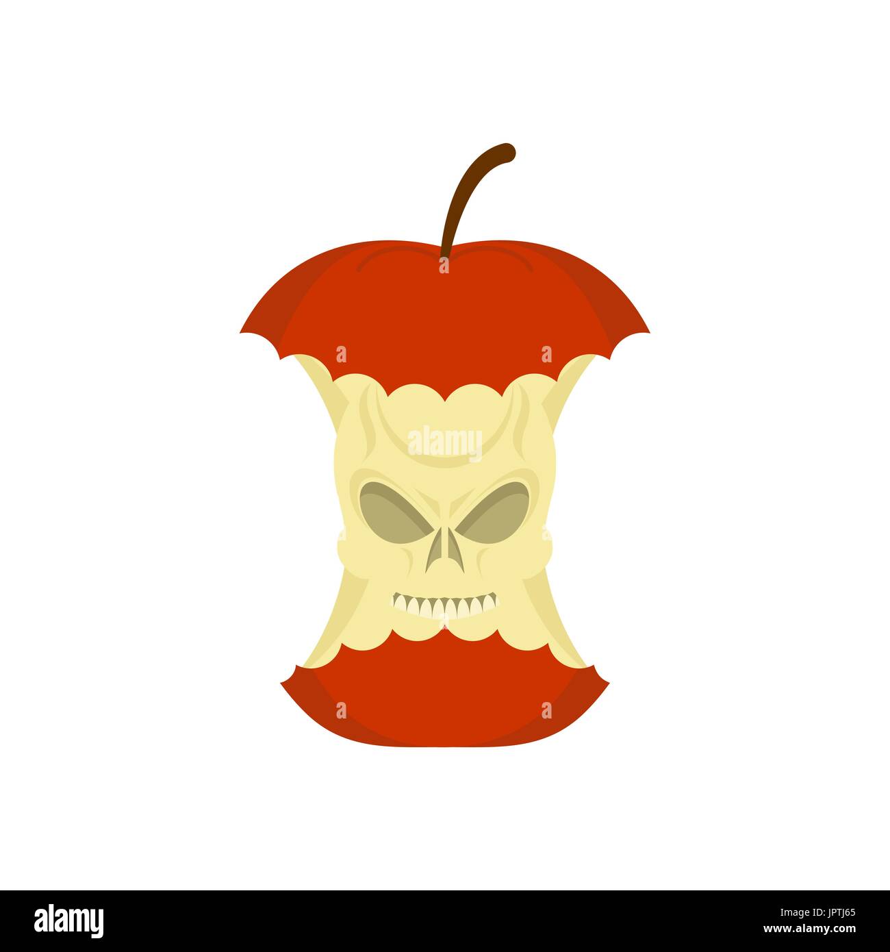 skull apple core isolated. death rest of fruit on white background ...