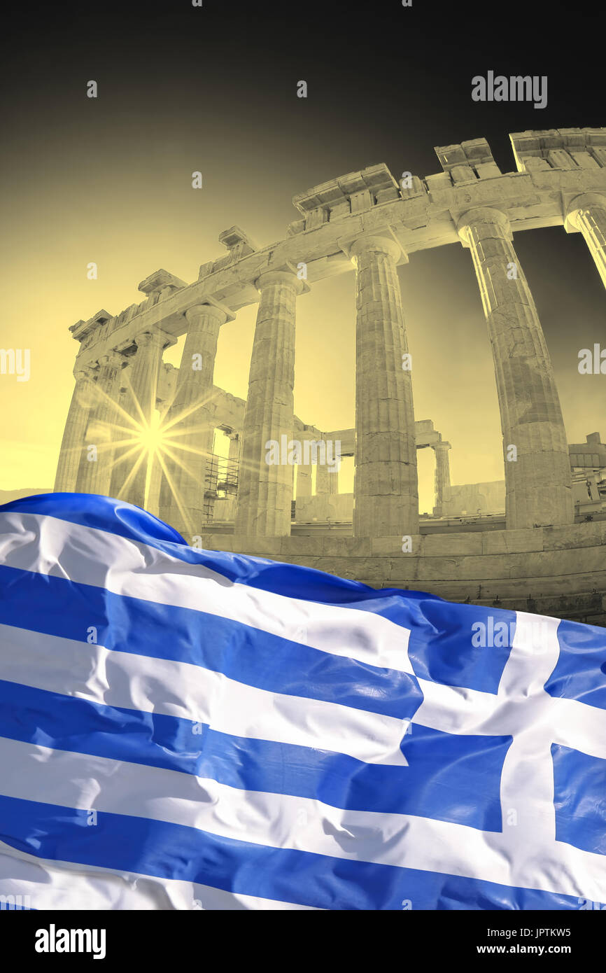 Greek flag parthenon hi-res stock photography and images - Alamy