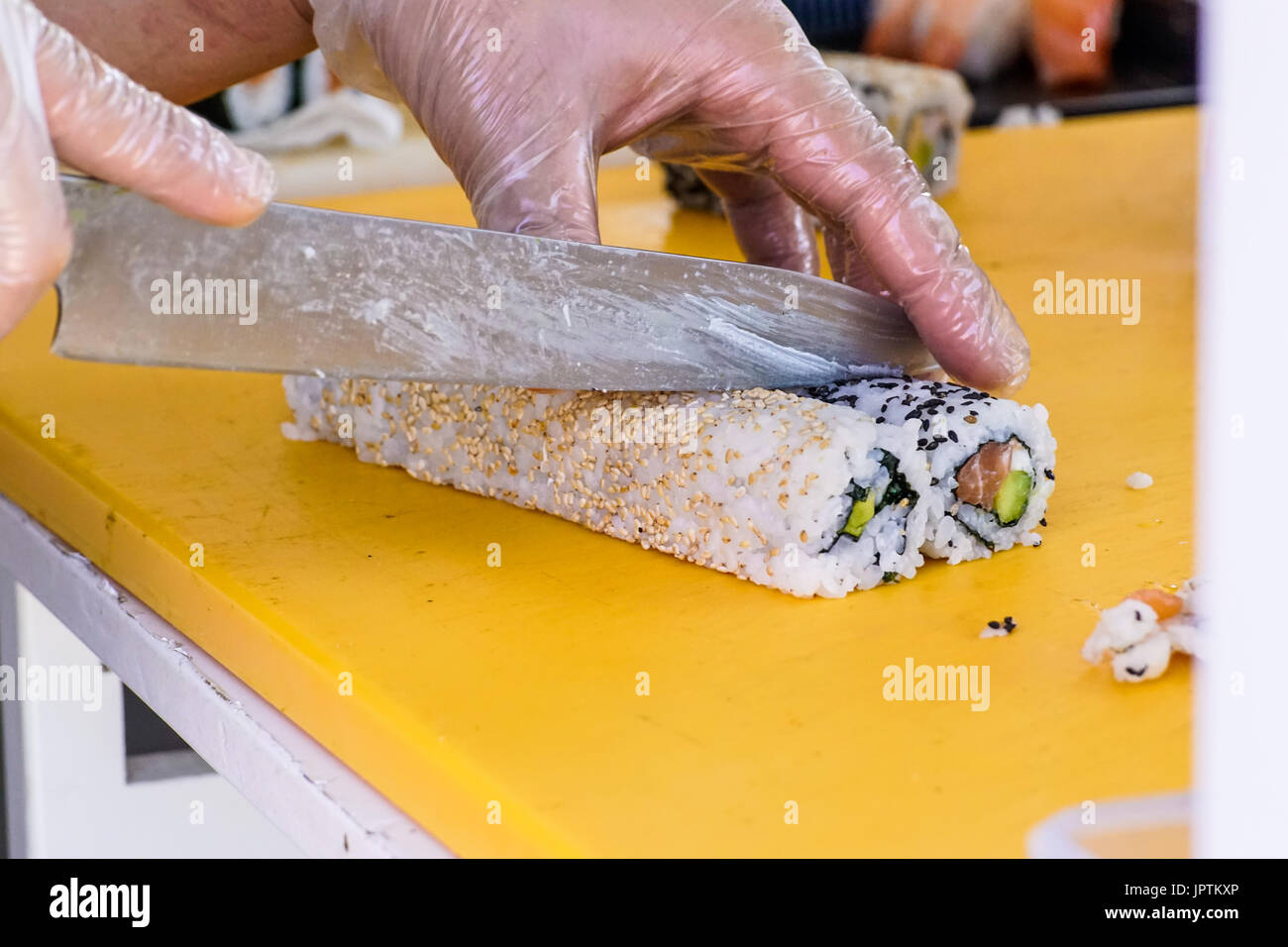 Young chef making traditional japanese hi-res stock photography and ...