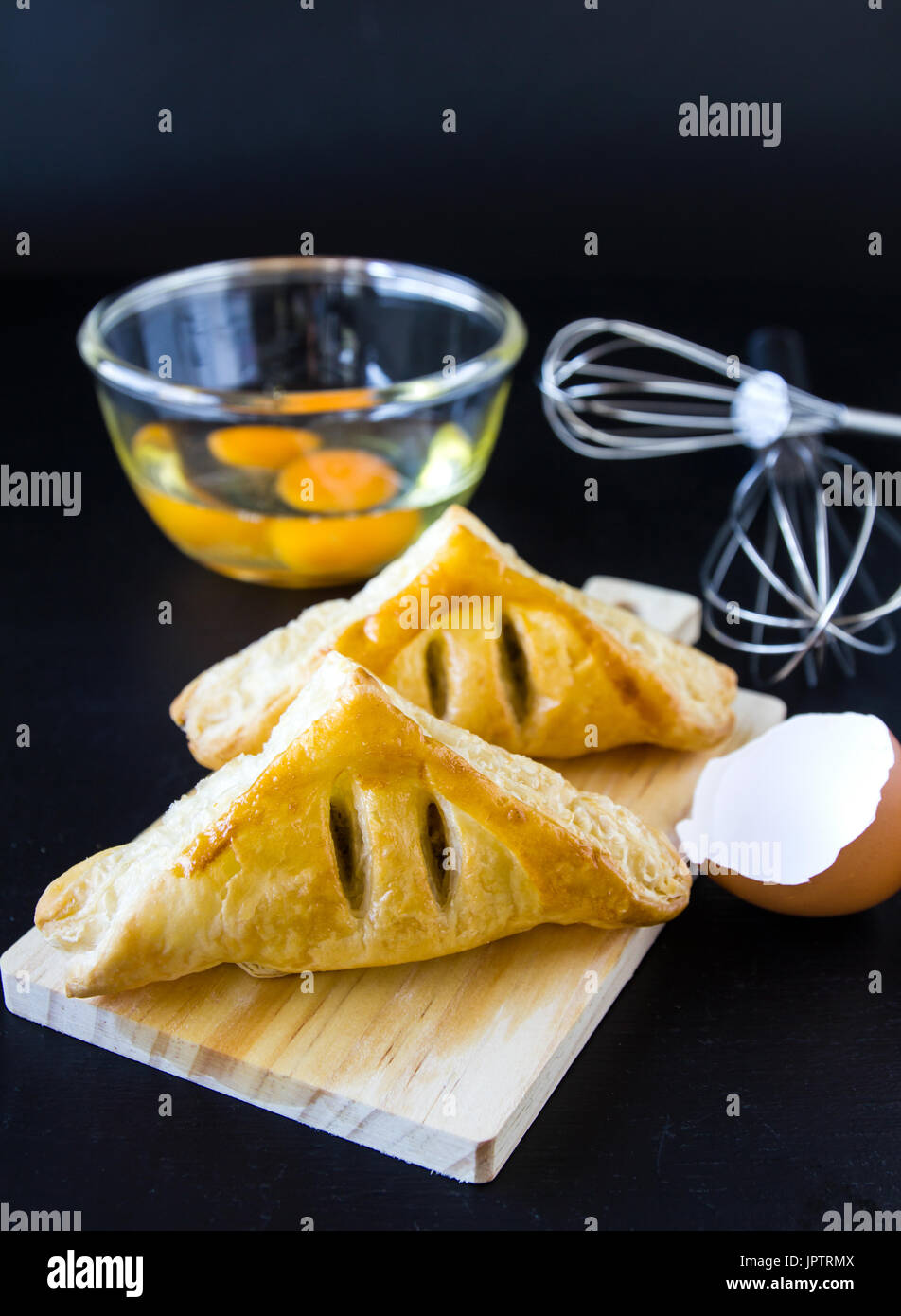 Homemade breads or bun on wood background, breakfast food Stock Photo ...