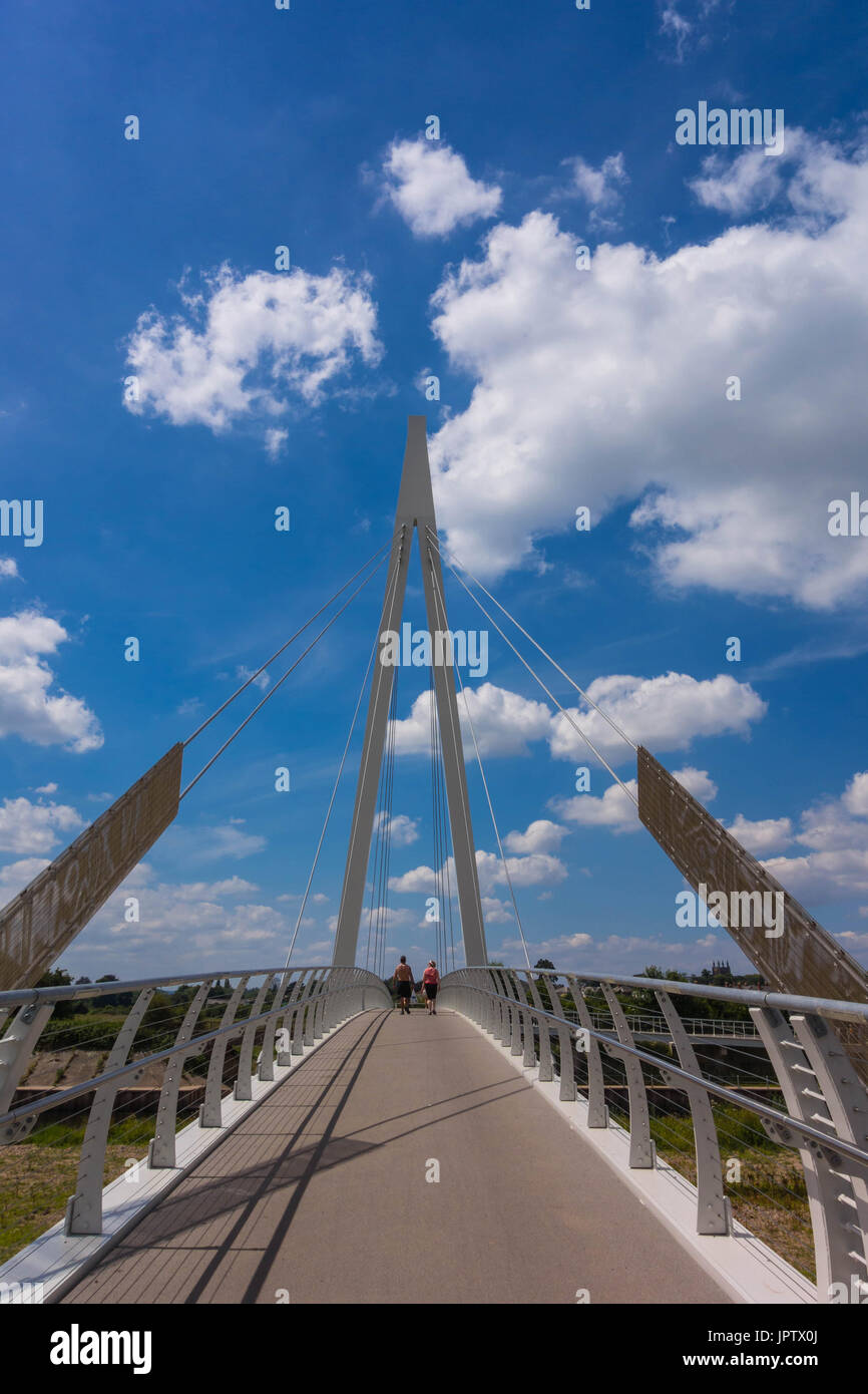 Greenway pedestrian and cycle bridge crossing the river Wye and linking ...