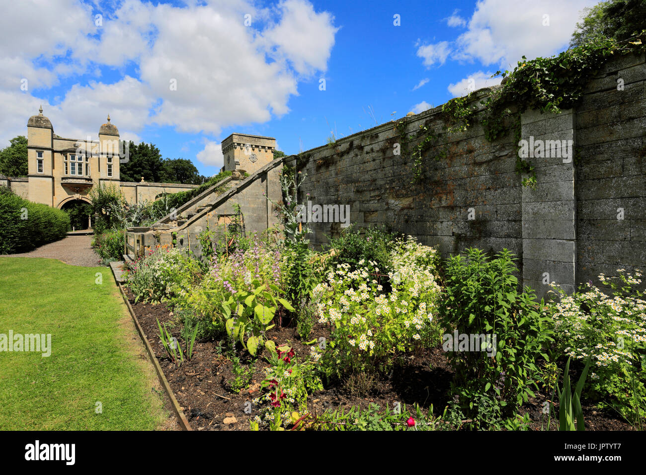 View over Easton Walled Gardens, Easton village, near Grantham ...