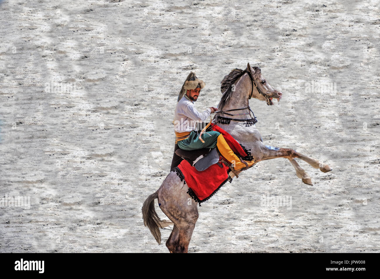 Unidentified medieval archer in costumes of ancient Turkish troops and ...