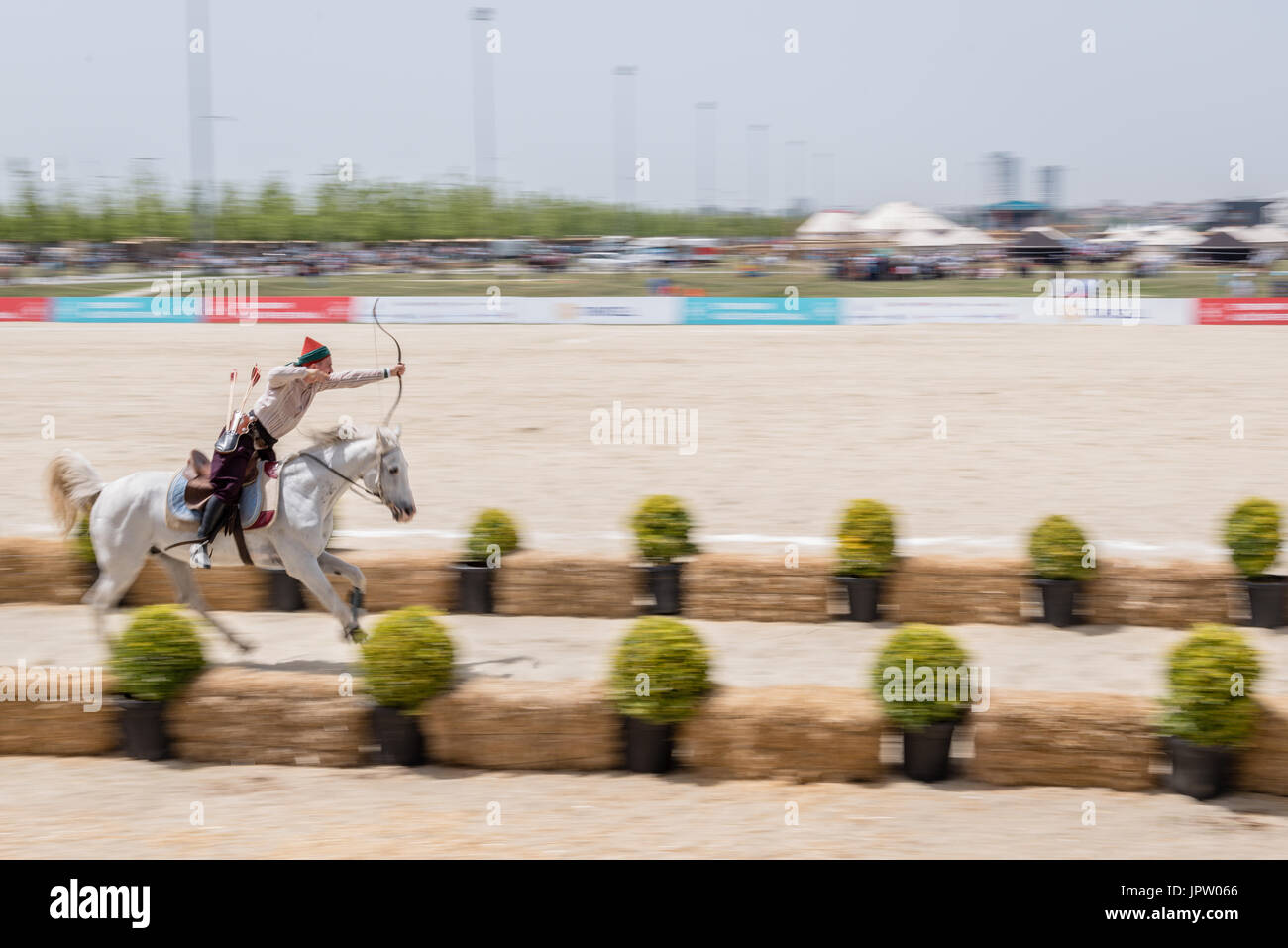 Unidentified medieval archer in costumes of ancient Turkish troops and ...