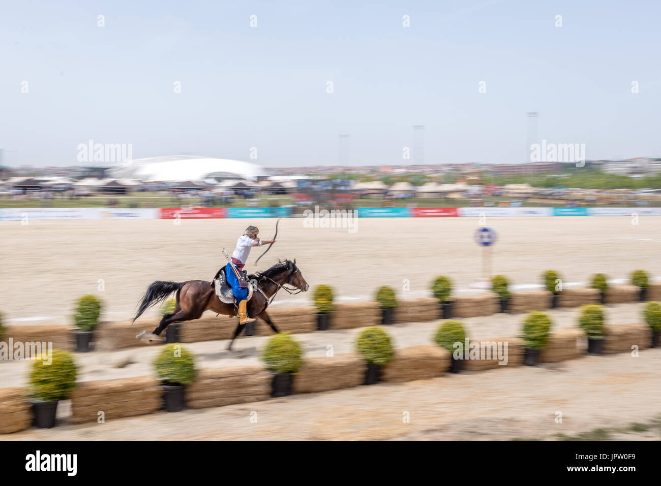 Unidentified medieval archer in costumes of ancient Turkish troops and ...