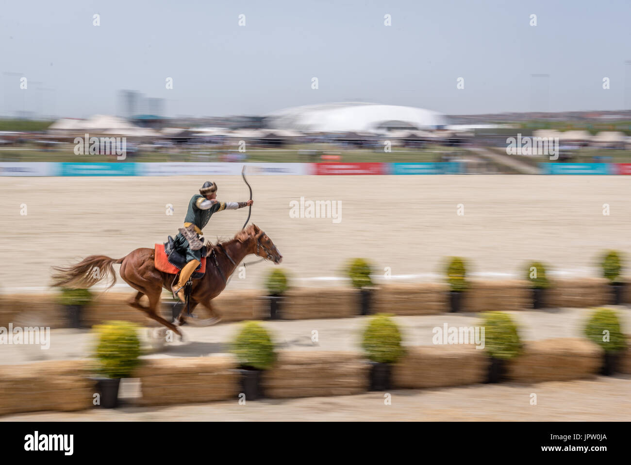 Unidentified medieval archer in costumes of ancient Turkish troops and ...