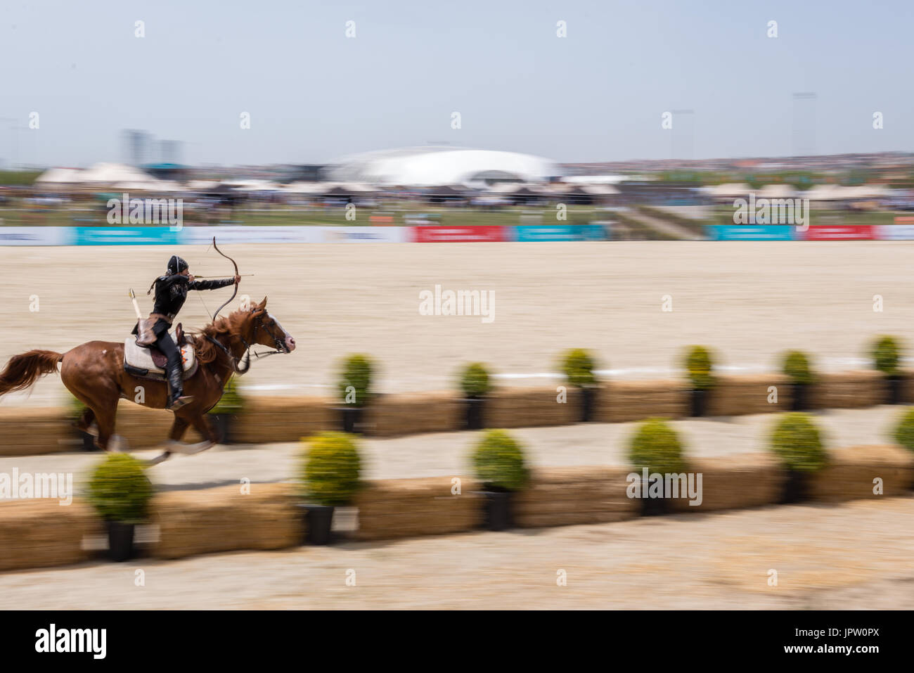 Unidentified medieval archer in costumes of ancient Turkish troops and ...