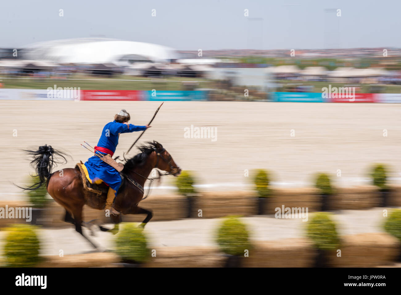 Unidentified medieval archer in costumes of ancient Turkish troops and ...