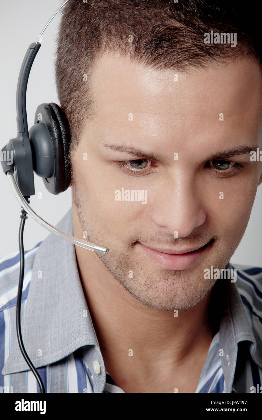 man with headphone and microphone Stock Photo - Alamy