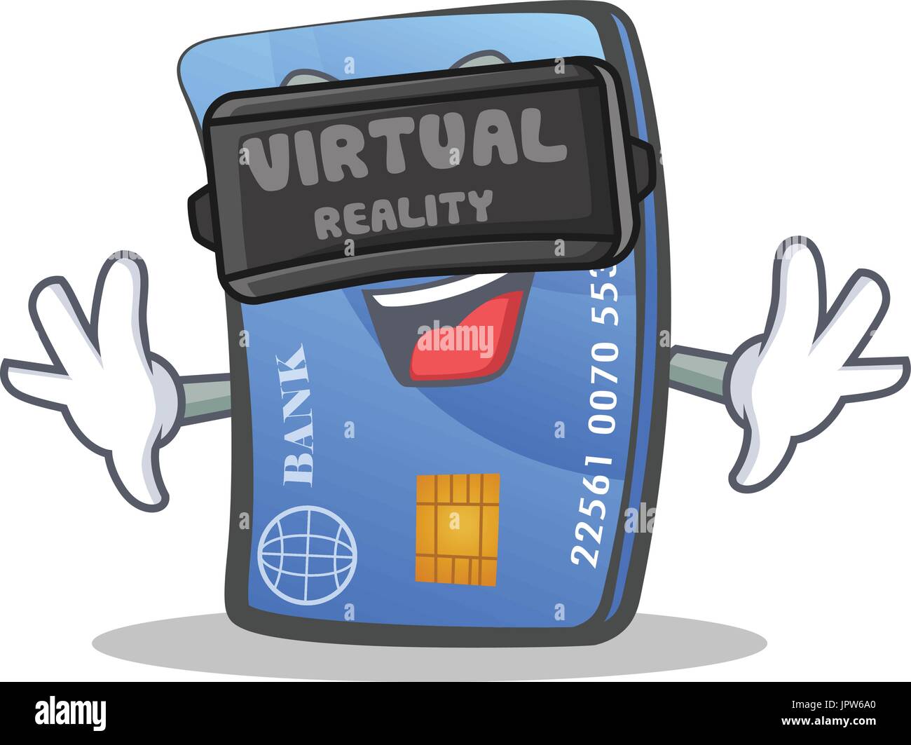 credit card character cartoon with virtual reality Stock Vector Image ...