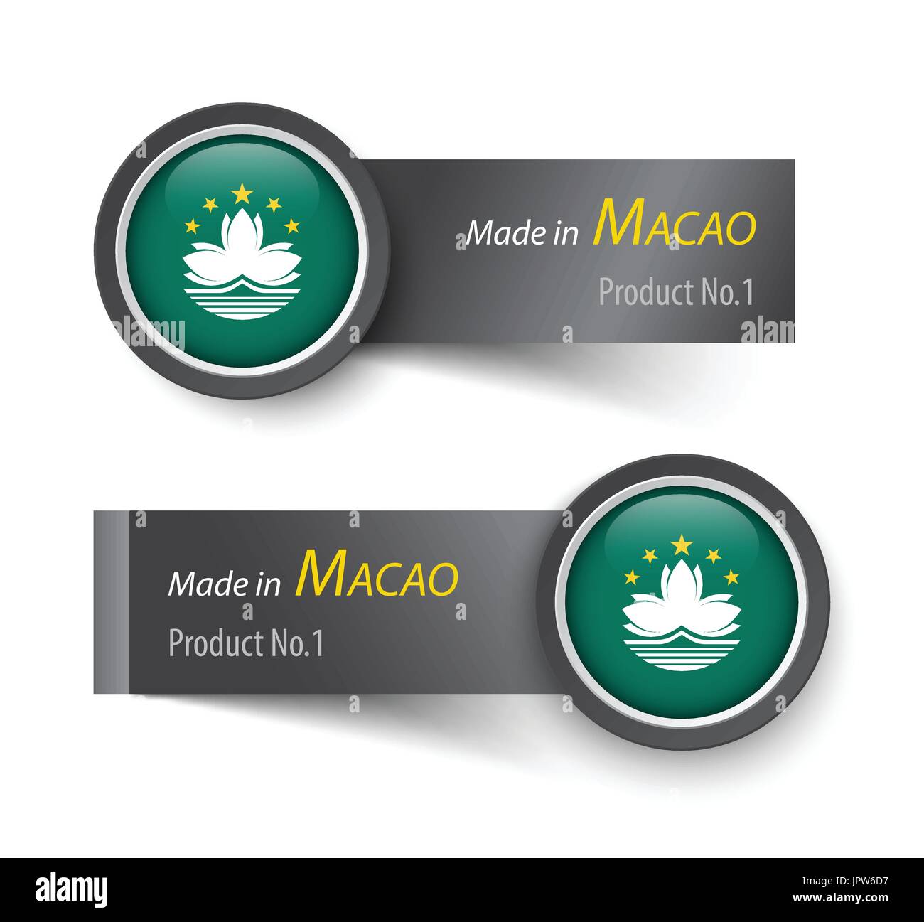 Flag icon and label with text made in Macao Stock Vector Image & Art ...