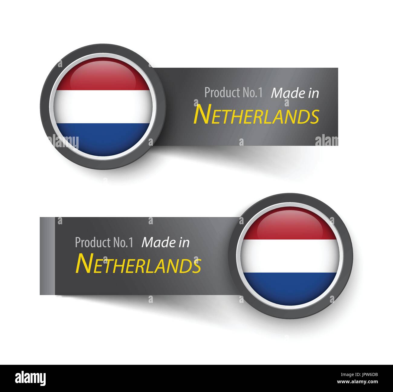 Flag icon and label with text made in Netherlands Stock Vector Image ...