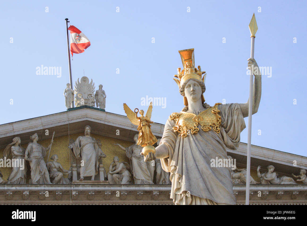 Statue of Athena outside the Austrian parliament building in Vienna ...
