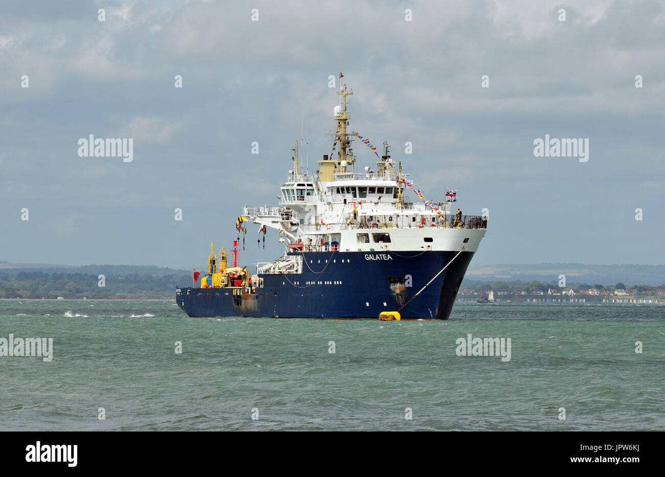 the trinity house lighthouse and buoyage vessel Galatea anchored off of ...