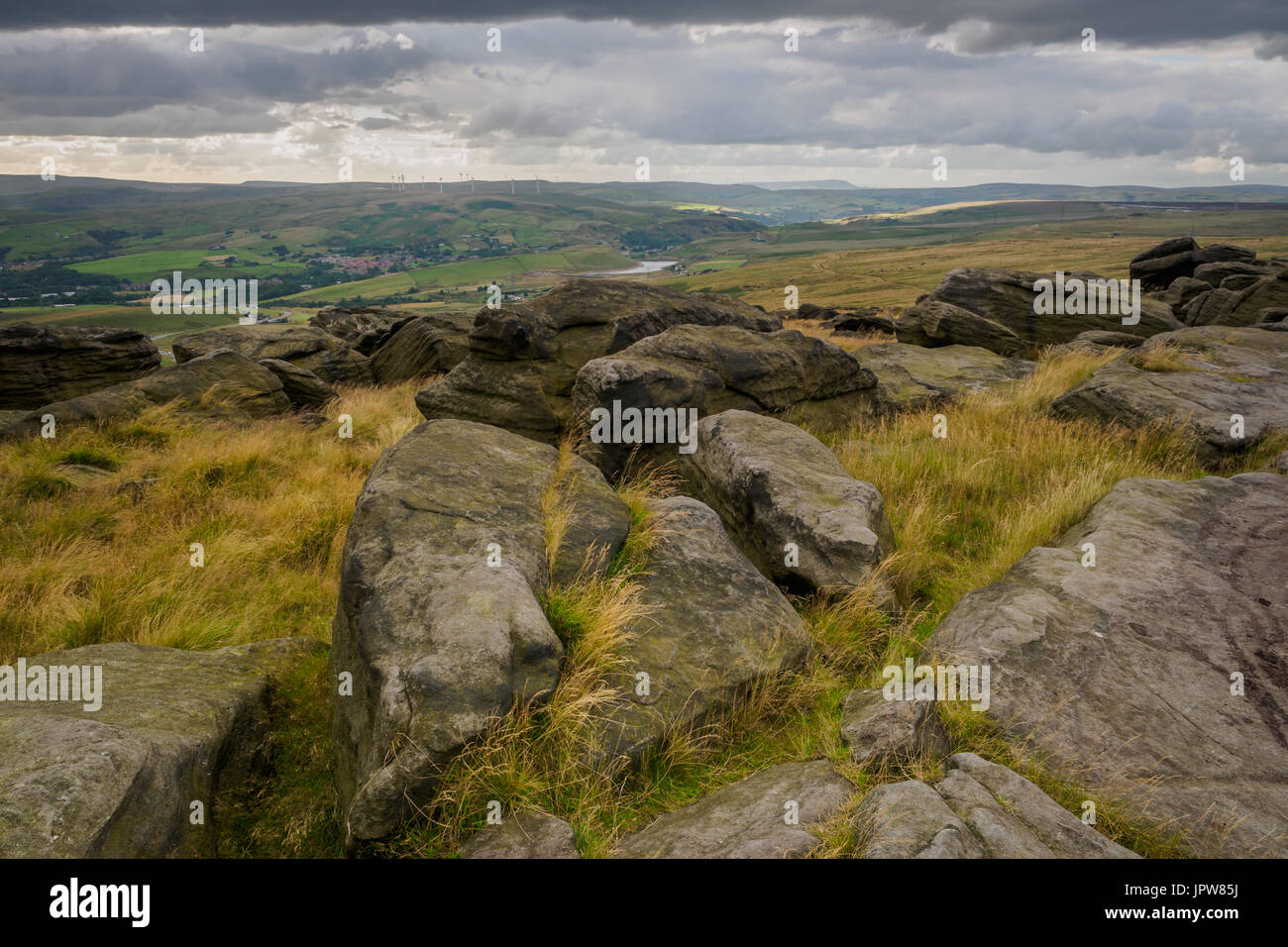 Blackstone Edge is a gritstone escarpment at 1,549 feet above sea level ...