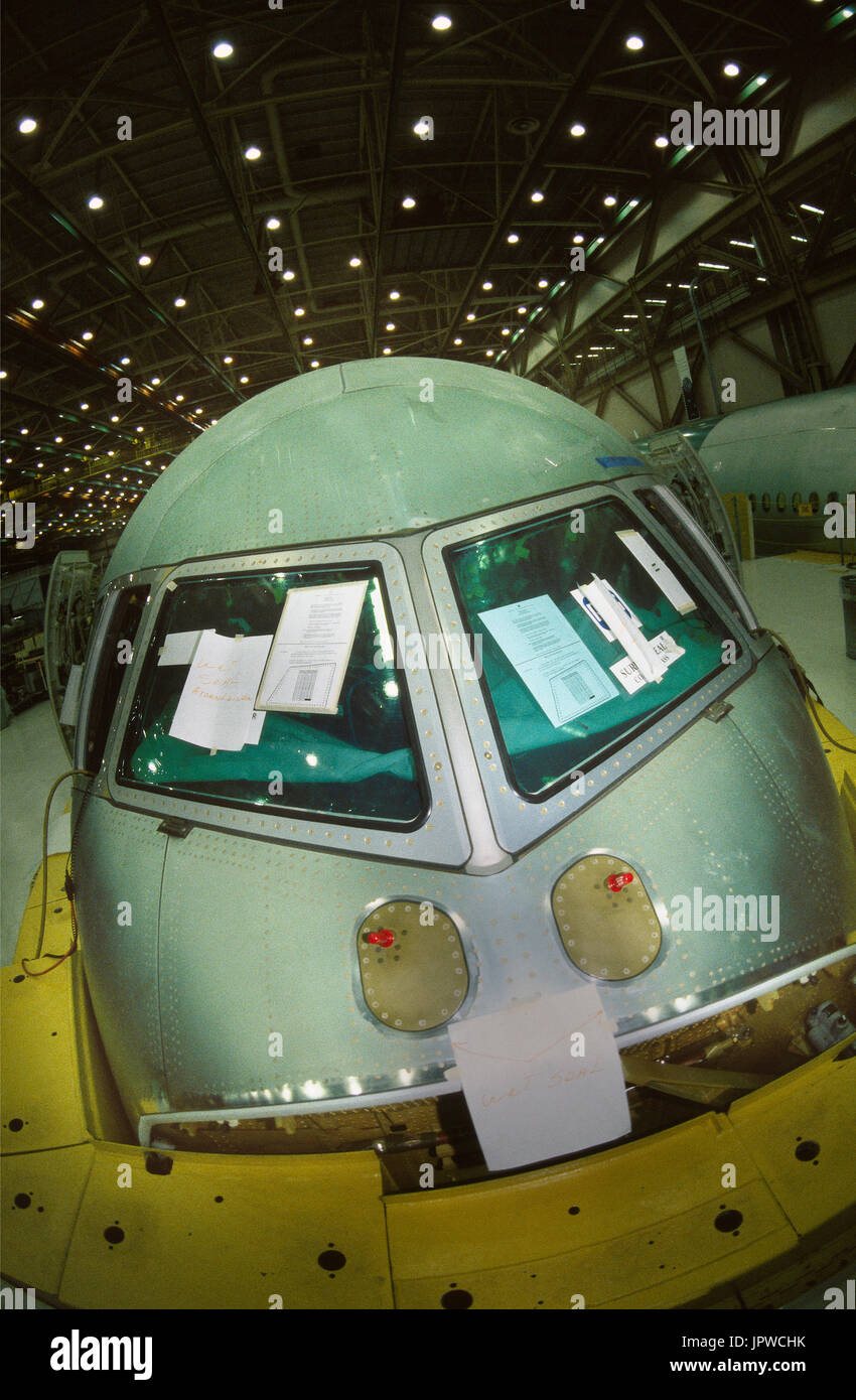 windshield of a Boeing 777-200 on the factory production-line Stock ...