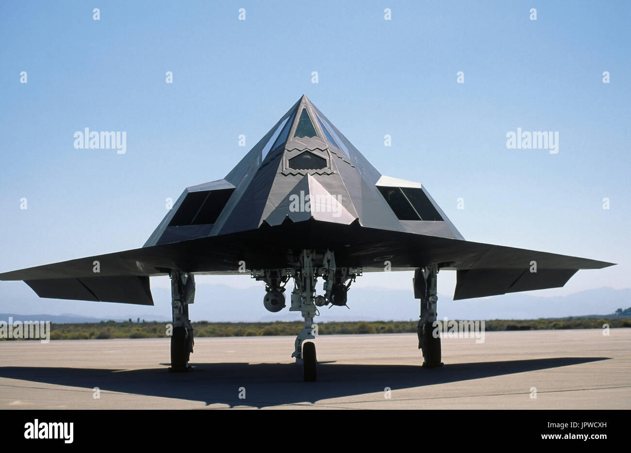 USAF Lockheed Martin F-117A Nighthawk in the static-display at the 1997 Edward AFB Open House ...
