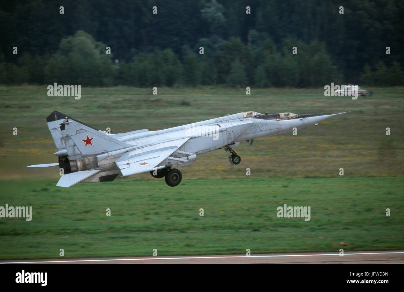Russian AirForce Mikoyan MiG-25PU Foxbat taking-off in the flying ...