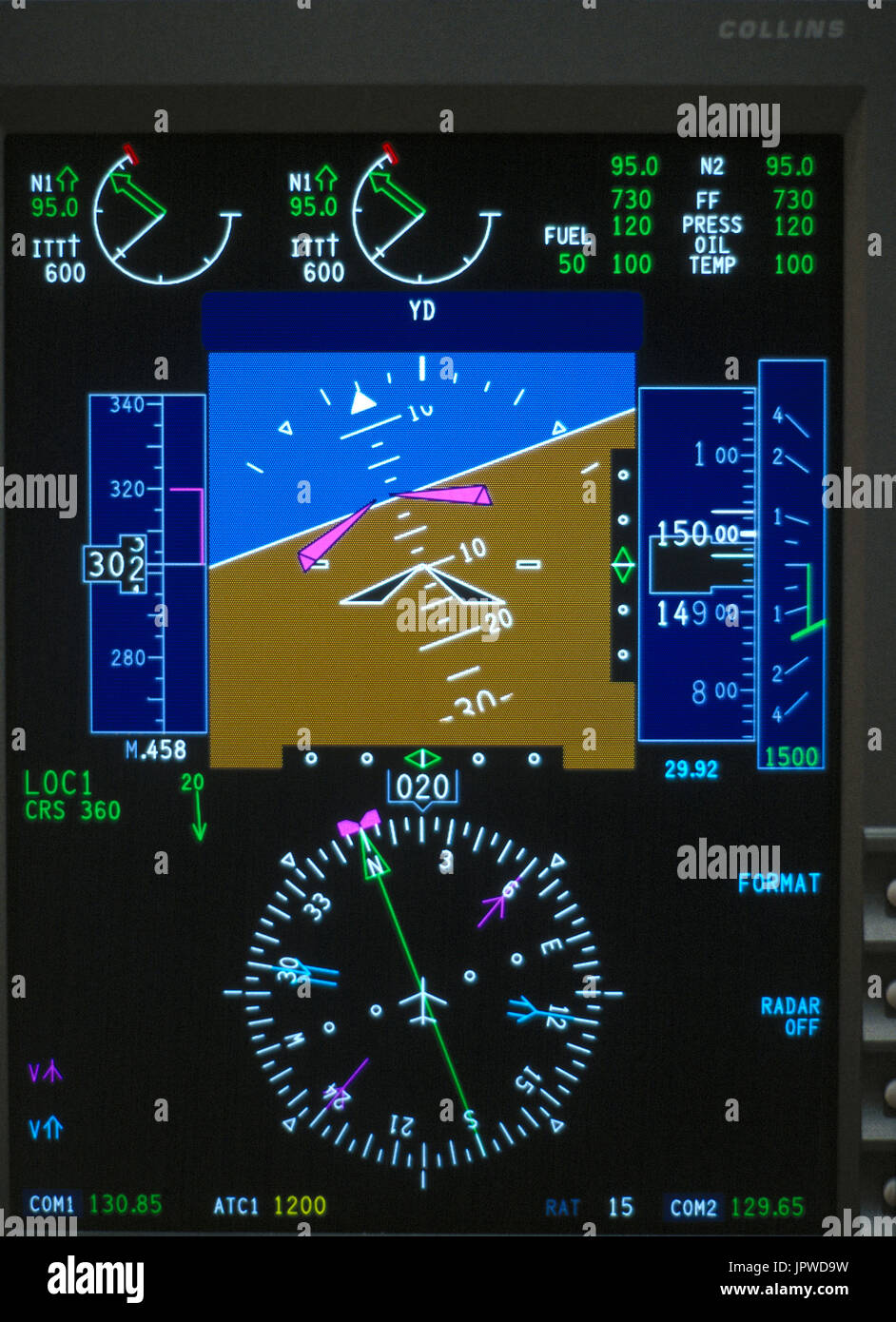 Rockwell Collins Pro Line 4 glass-cockpit cockpit-instruments, CRT ...