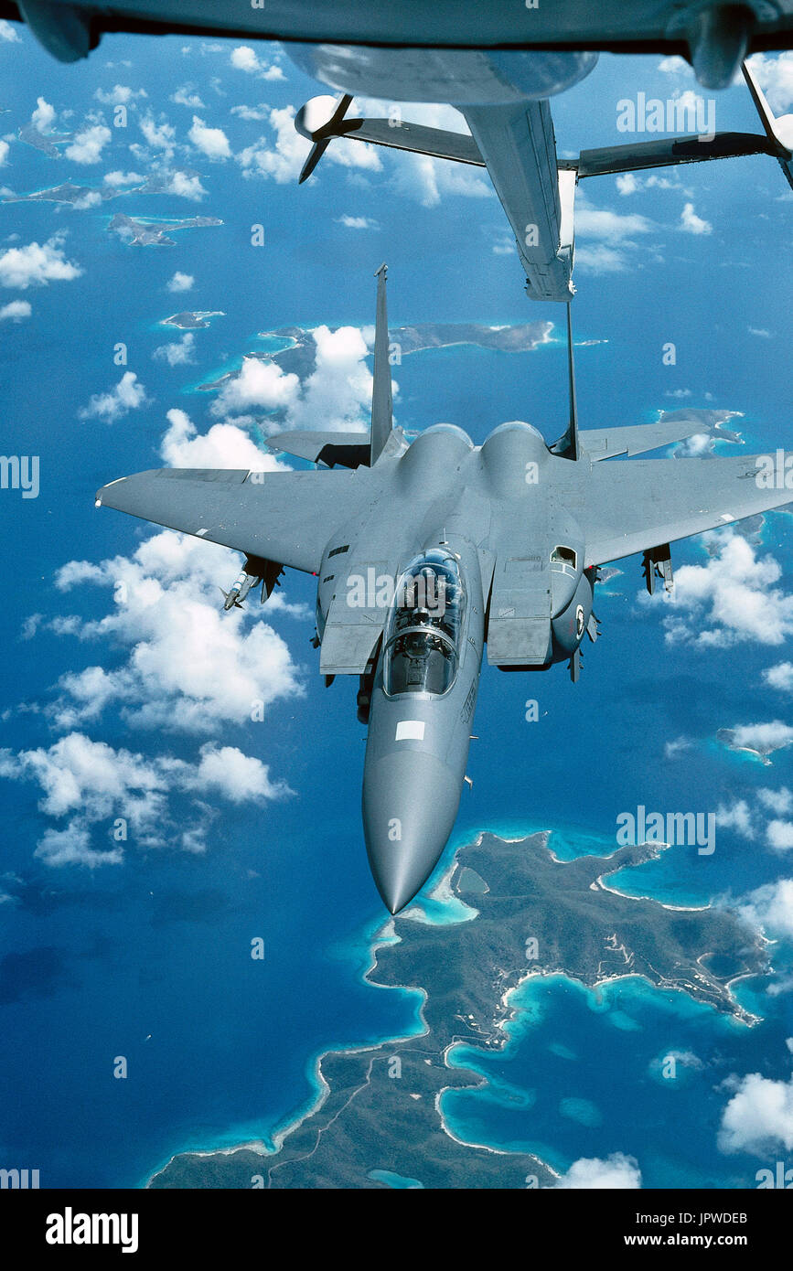 USAF Boeing F-15E Strike Eagle of 335 Sqn approaching a McDonnell ...