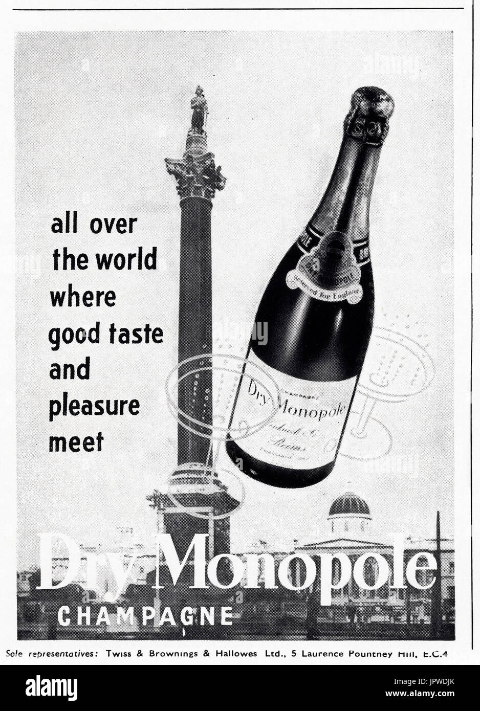 1950s old vintage original advert advertising Dry Monopole Champagne in ...