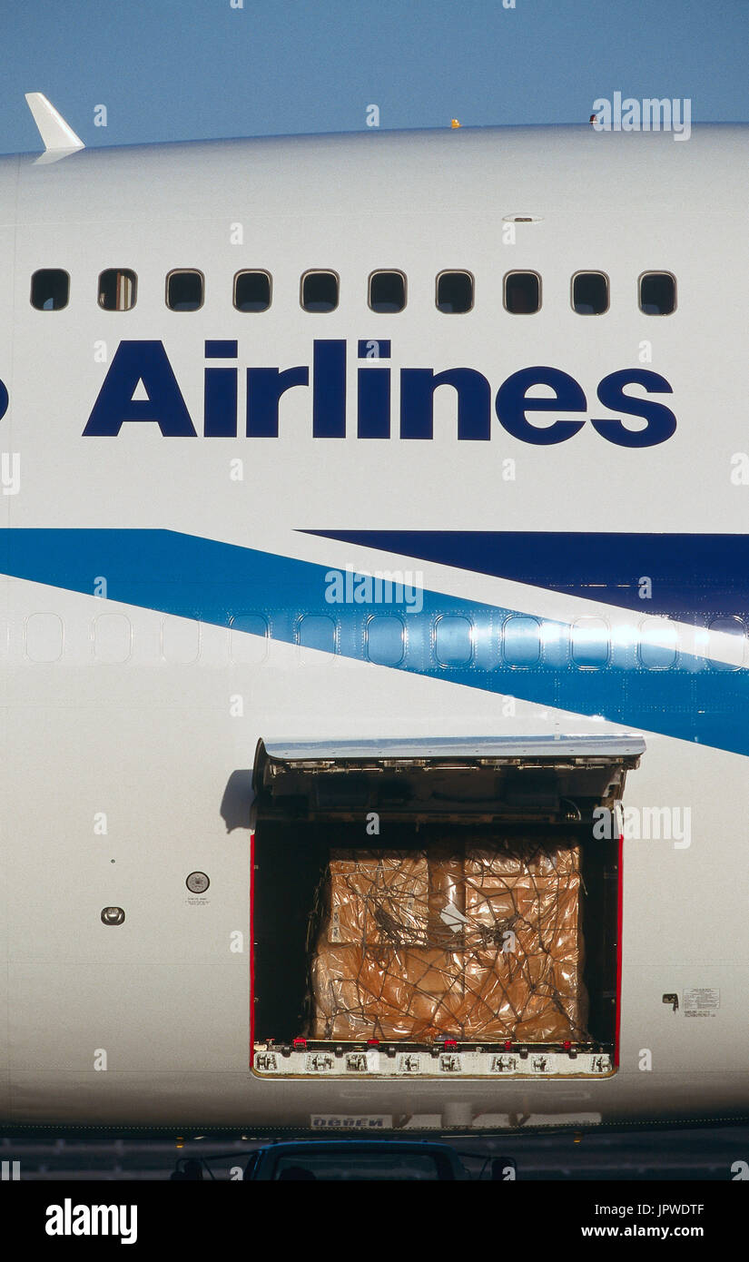 open cargo door with cargo of a Nippon Cargo Airlines Boeing 747-200SF ...