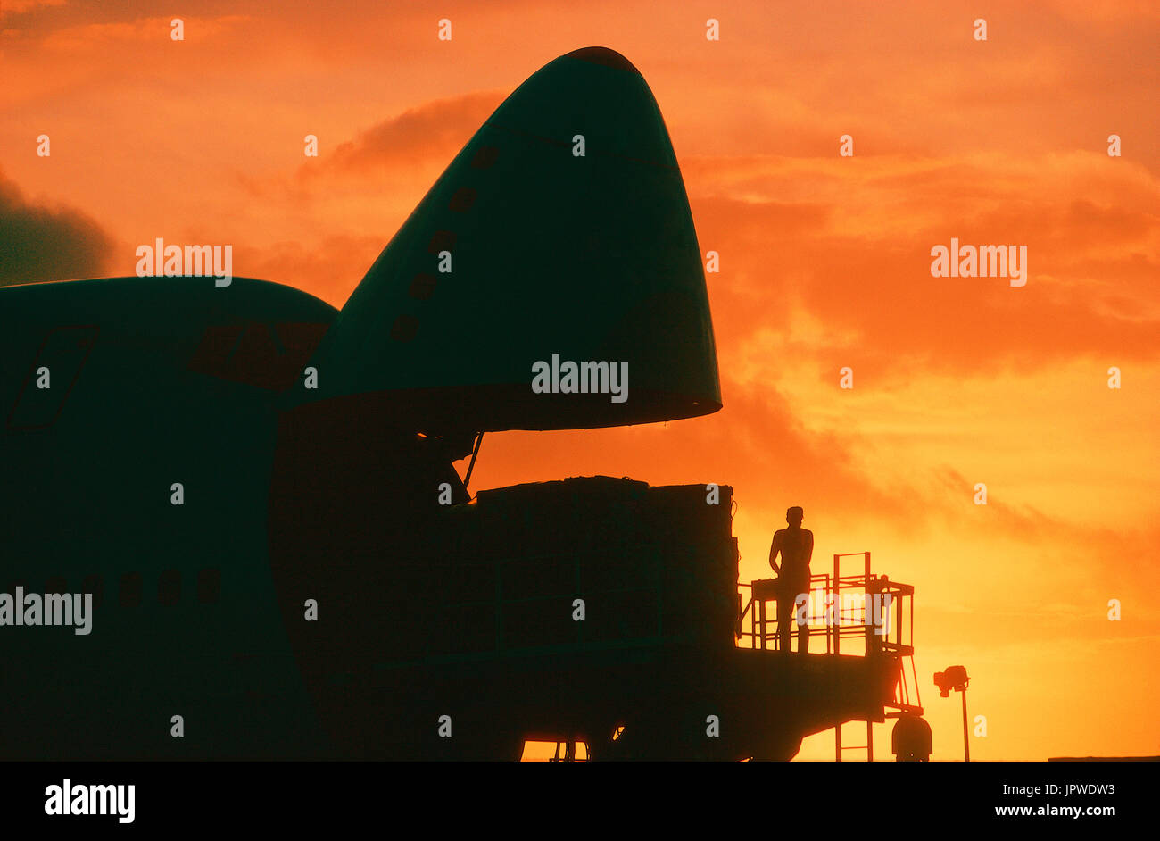 cargo being loaded into open nose cargo door of a Southern Air ...