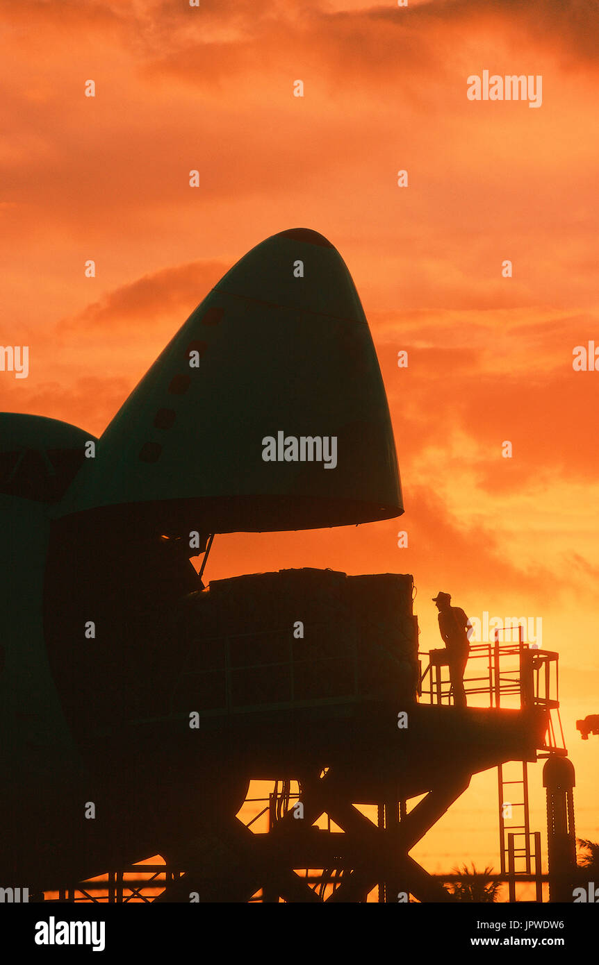 cargo being loaded into open nose cargo door of a Southern Air ...