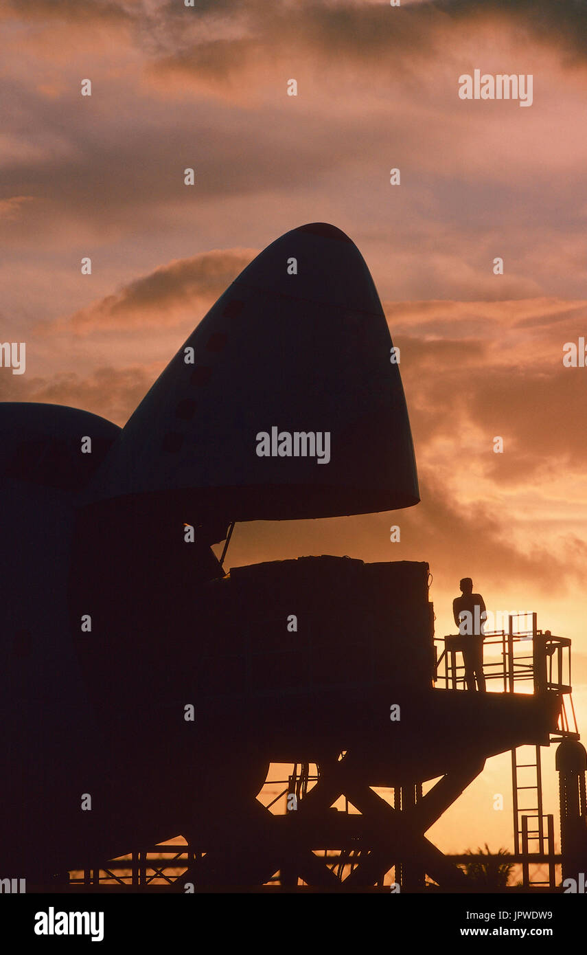 cargo being loaded into open nose cargo door of a Southern Air ...