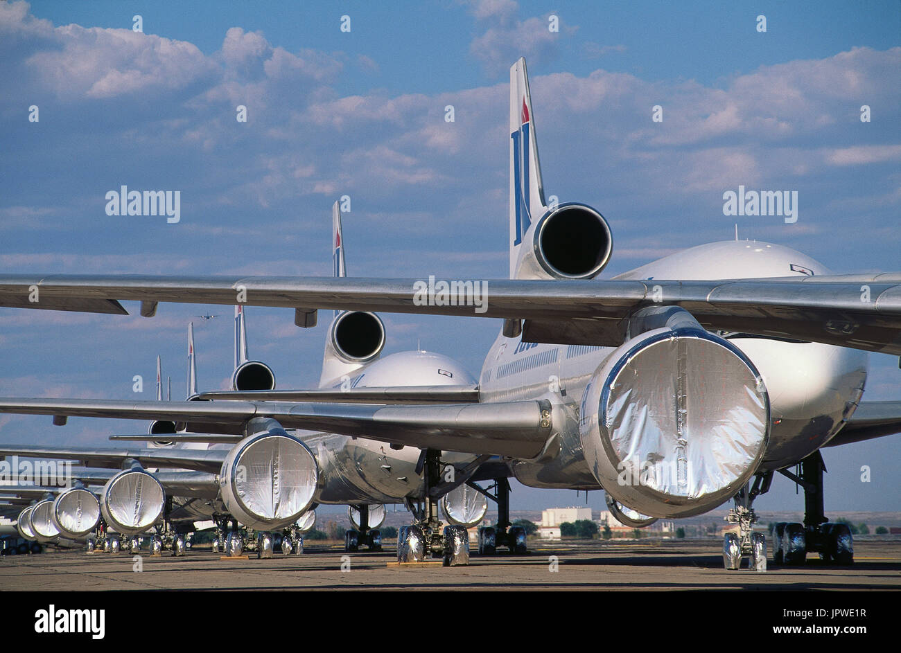 ex Rich International Lockheed L-1011 Tristars parked in a neat line in ...