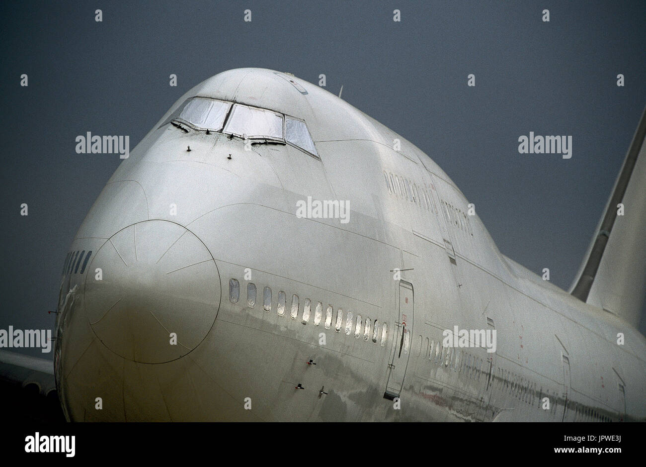 desert-storage of a white livery Boeing 747-300 parked with all logos ...