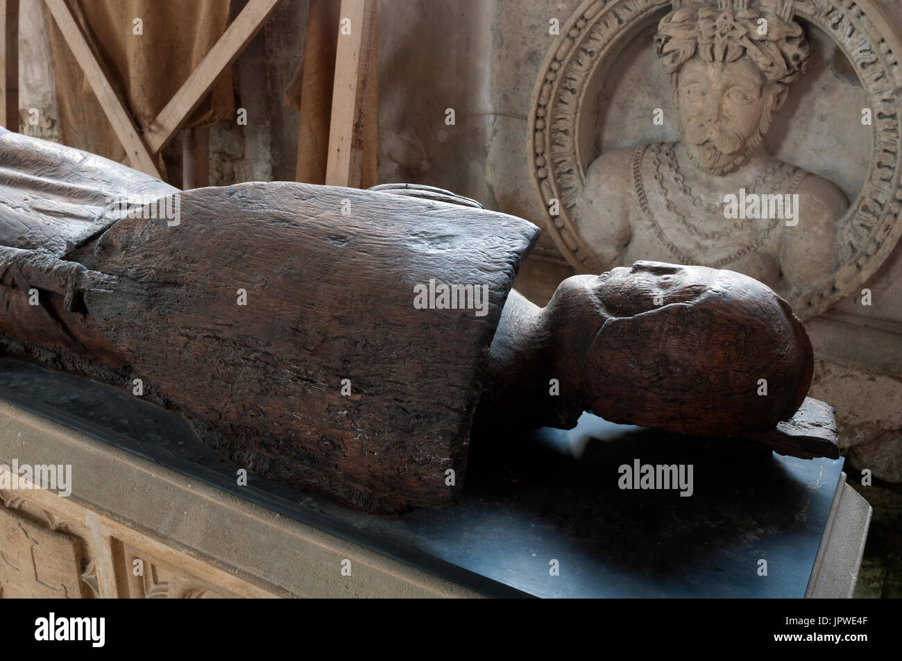 14th century wooden effigy of Sir Thomas Latymer, All Saints Church ...