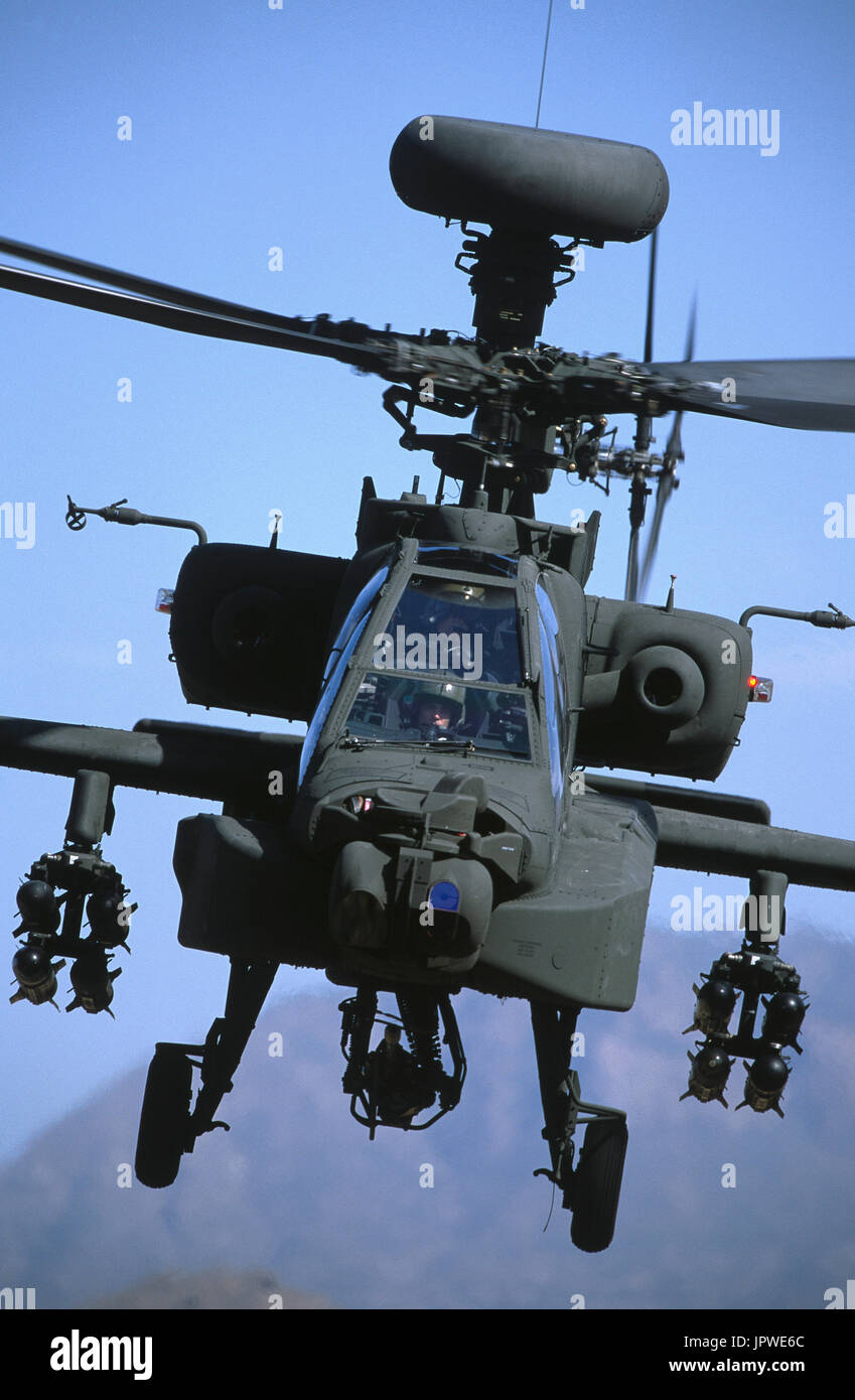 US Army Boeing AH-64D Apache Longbow low-flying over the Four Peaks ...