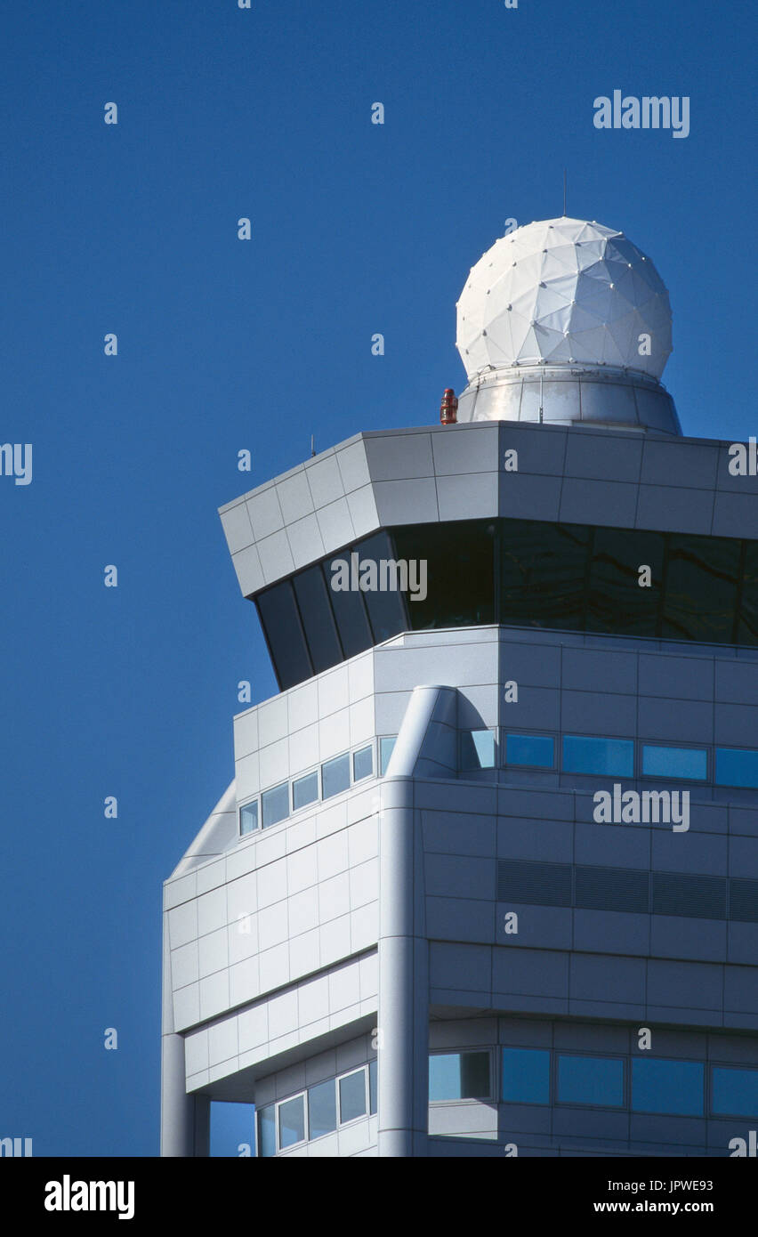 air-traffic control-tower visual control room windows with radar on the ...