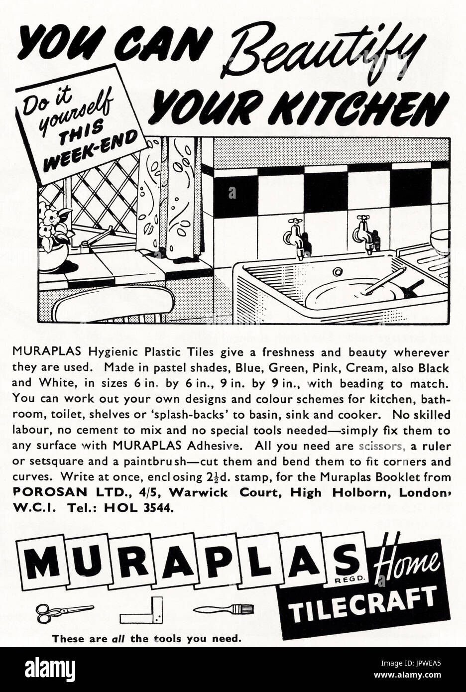 1950s old vintage original retro advert advertising Muraplas hygienic ...