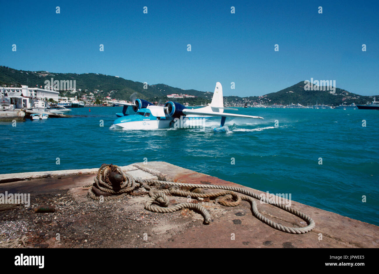 Virgin Island Seaplane Shuttle Grumman G-73 Mallard taxiing in the ...