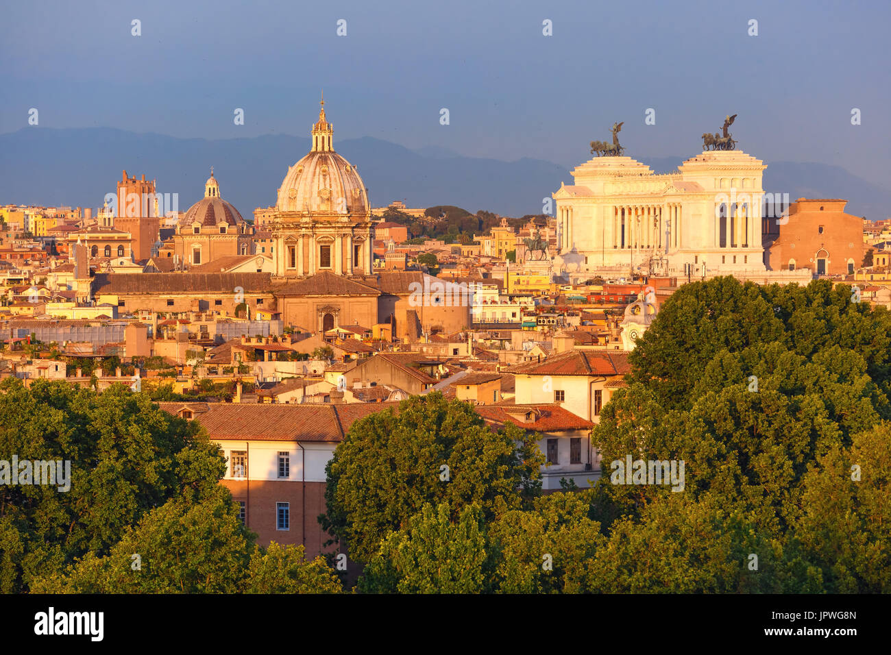 Aerial wonderful view of Rome at sunset, Italy Stock Photo - Alamy