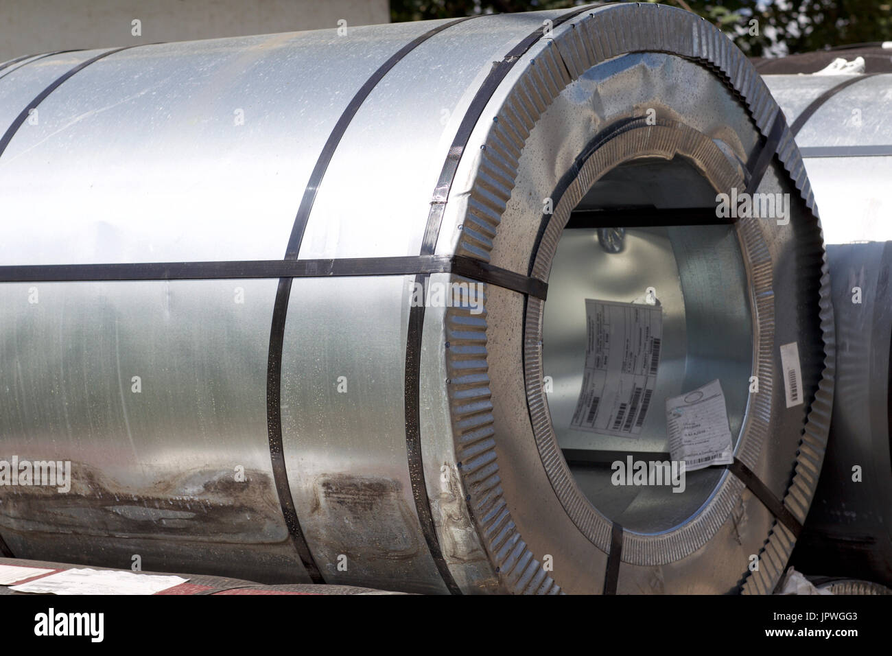 Rolls of cold-rolled galvanized steel with polymer coating in stock ...