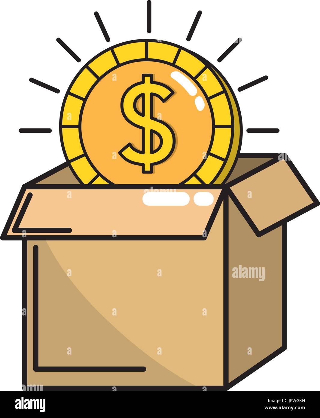 open box with coin cash money inside Stock Vector Image & Art - Alamy
