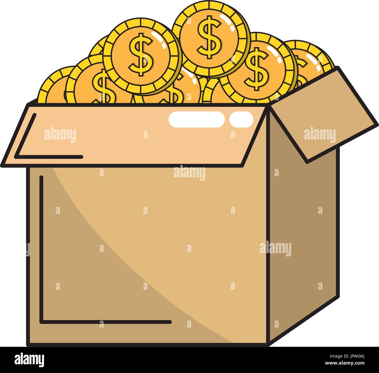 open box with coins cash money inside Stock Vector Image & Art - Alamy
