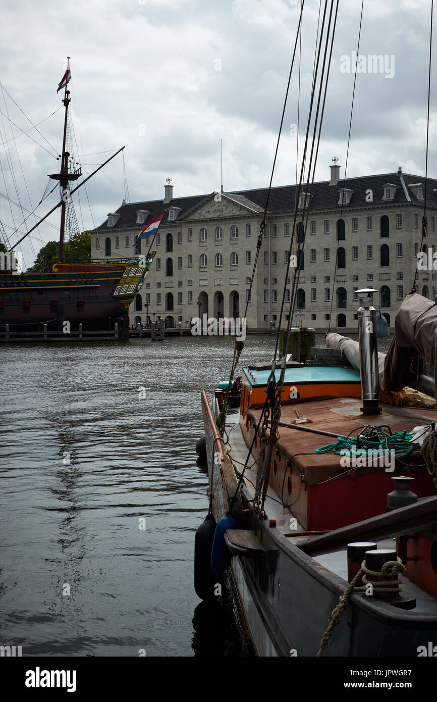 Oosterdok, Amsterdam, Holland. The maritime history museum and VOC ship ...